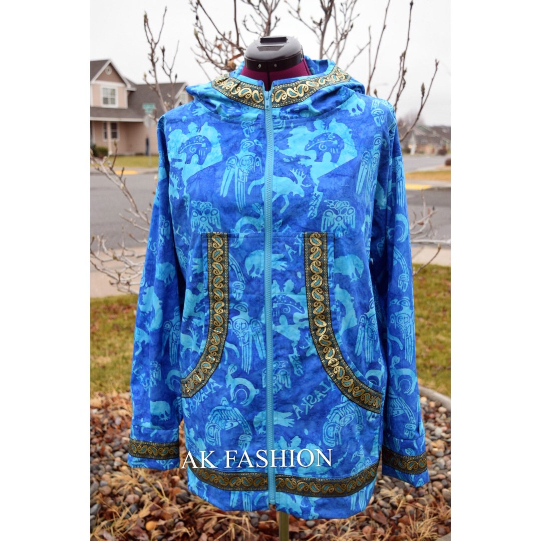 Men Kuspuk Bear Kuspuk Jacket Adult Kuspuk Blue Bear Moose Eagle - Etsy