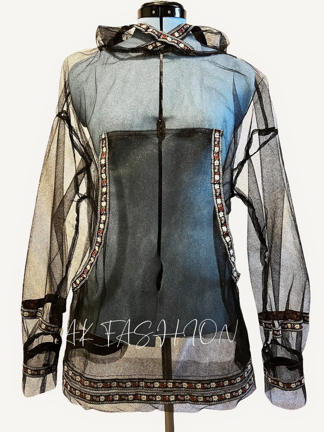 Black Sheer Kuspuk With Flower Trim Women Kuspuk - Etsy