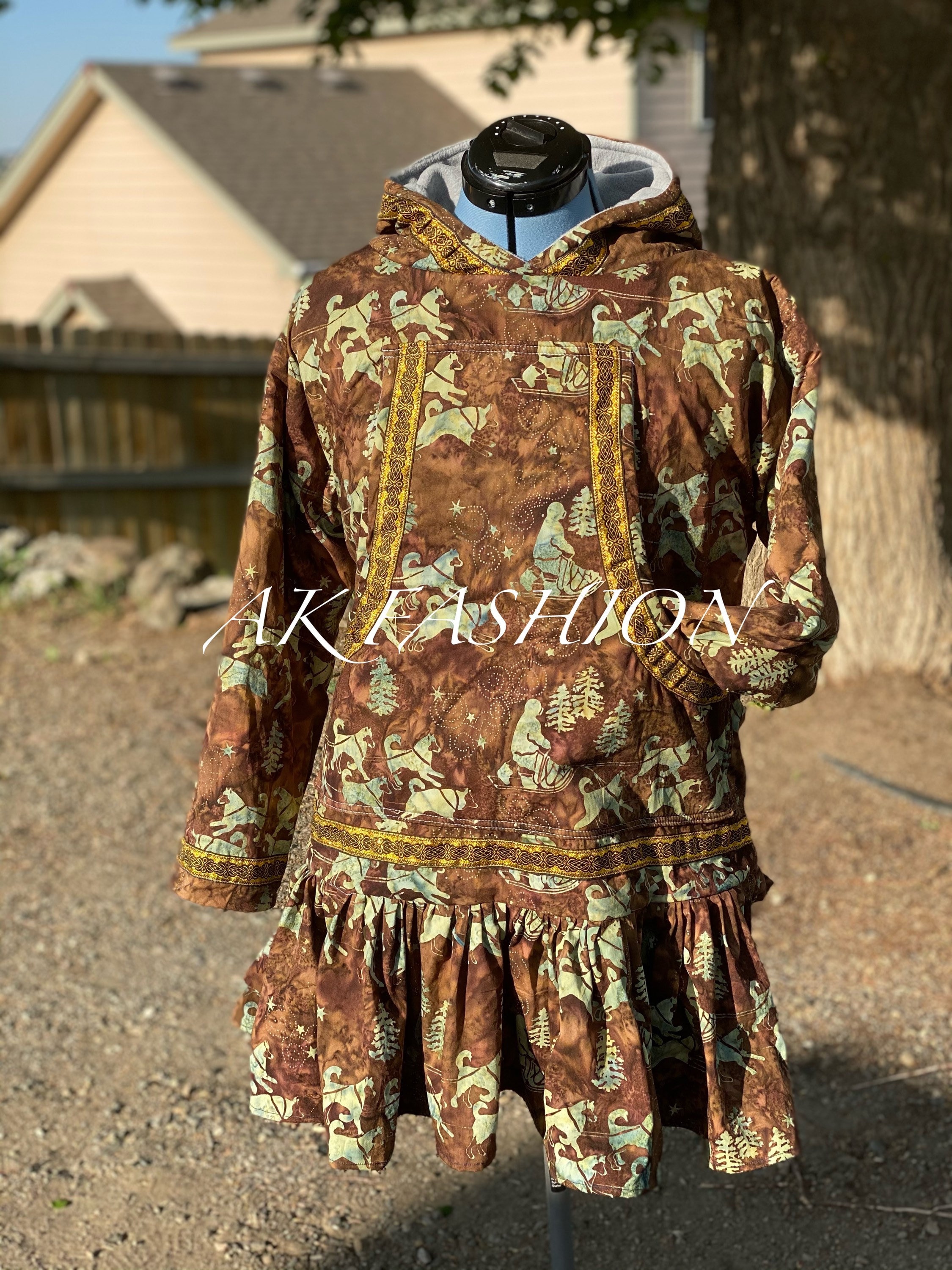 Husky Dog Sled & Musher Kuspuk Women Kuspuk Adult Kuspuk | Etsy