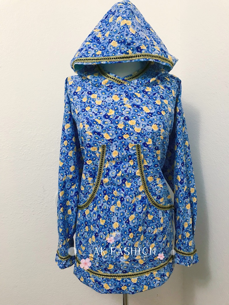 Women kuspuk blue flowers kuspuk | Etsy