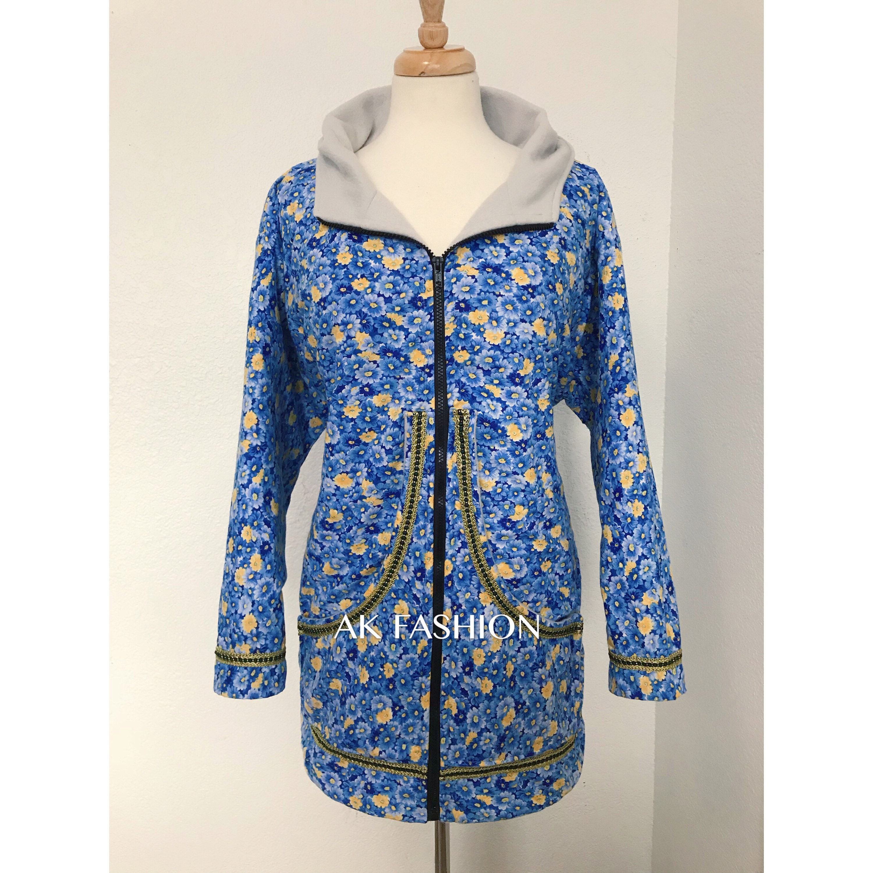 Women kuspuk blue flowers kuspuk | Etsy