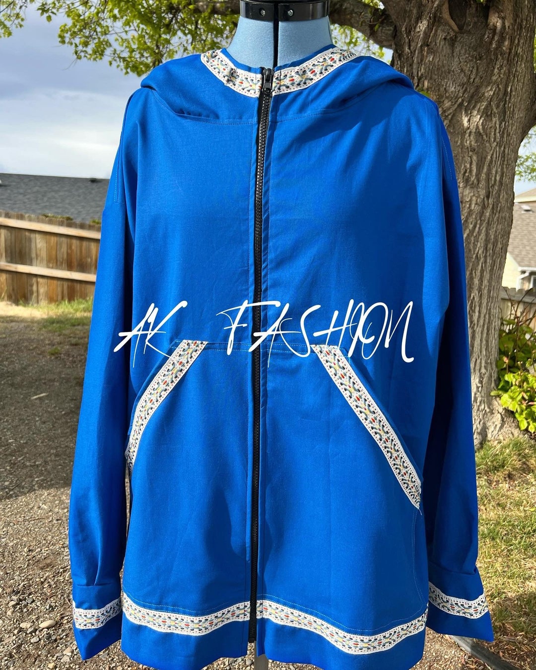 Men/women Kuspuk Jacket Kuspuk Solid Blue With White - Etsy