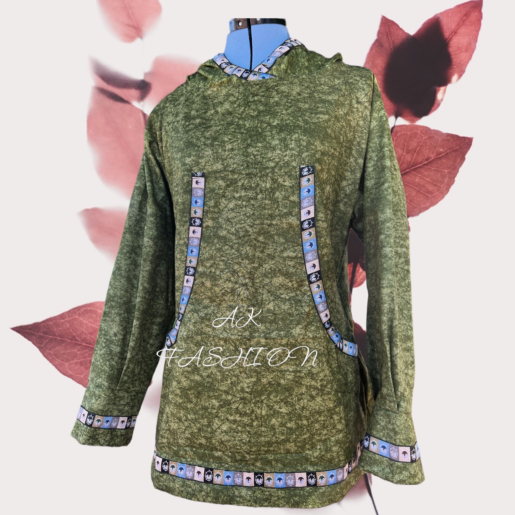 Green With Native Head Trim Women Kuspuk Alaska Kuspuks Adult - Etsy