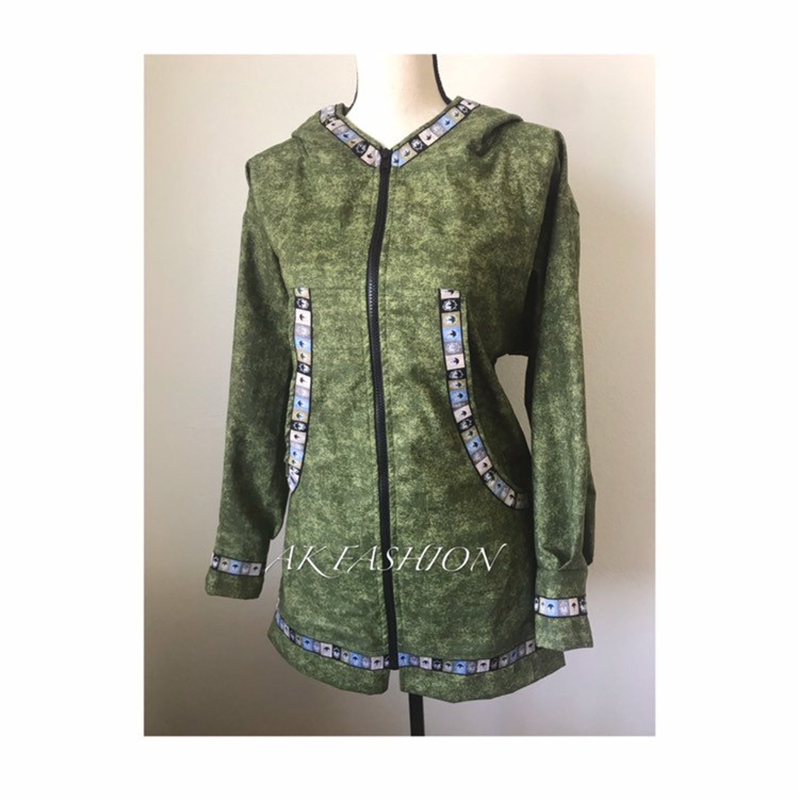 Green With Native Head Trim Women Kuspuk Alaska Kuspuks Adult | Etsy