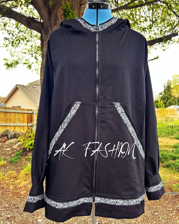 Men's Kuspuk Jacket Kuspuk Black With Alaskan Native Trim - Etsy