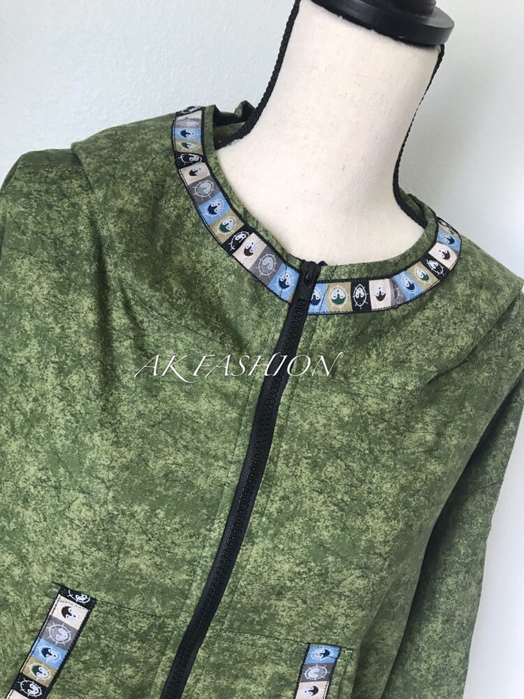 Men's Kuspuk Jacket Kuspuk Green With Native Head Trim | Etsy