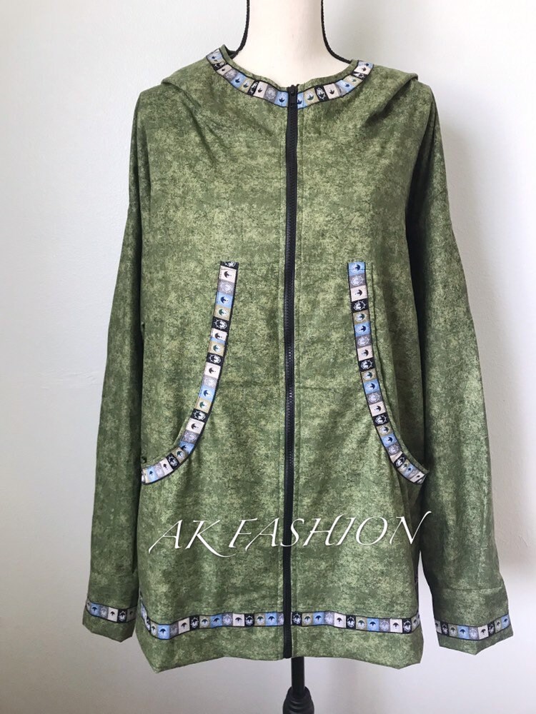 Men's Kuspuk Jacket Kuspuk Green With Native Head Trim | Etsy