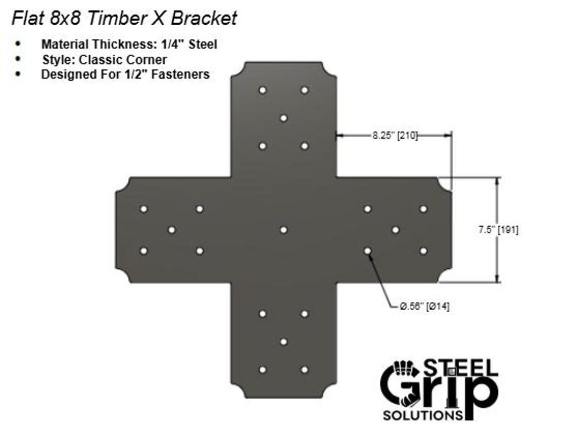 8X8, X Bracket, Timber Truss Framing Bracket – Heavy-duty, 1/4" Thick ...