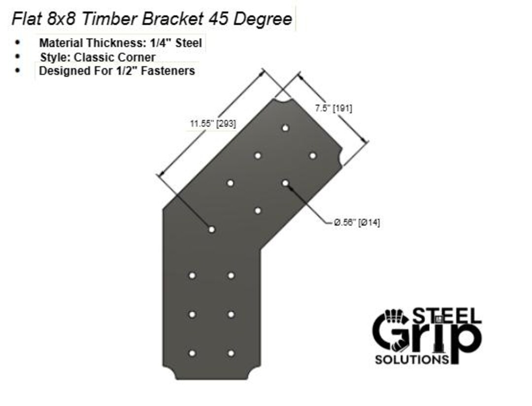 8x8, 45degree Bracket, Timber Truss Framing Bracket – Heavy-duty, 1/4 ...