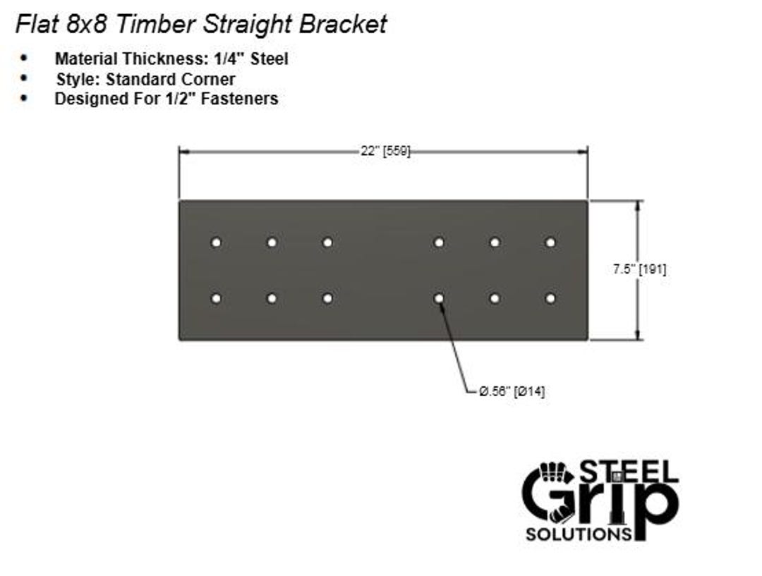 8x8, Straight Bracket, Timber Truss Framing Bracket – Heavy-duty, 1/4 ...