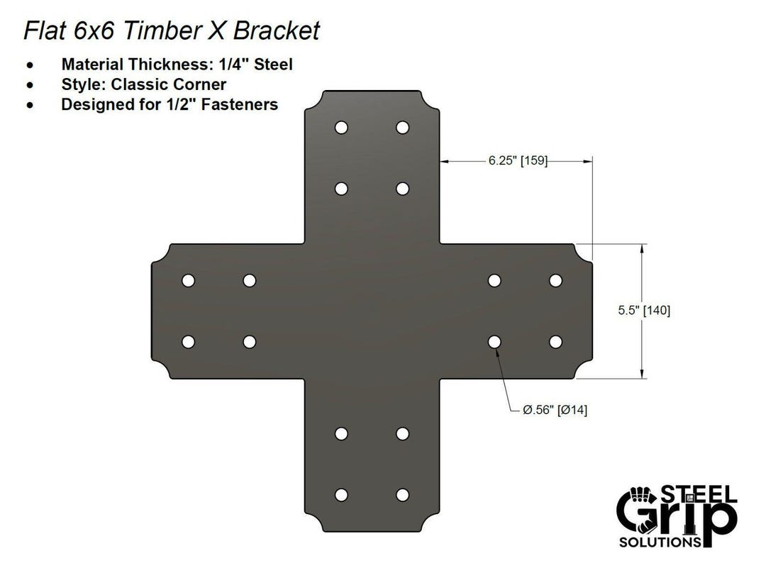 6X6, X Bracket, Open Timber Truss Framing Bracket, 1/4 Thick, Powder ...
