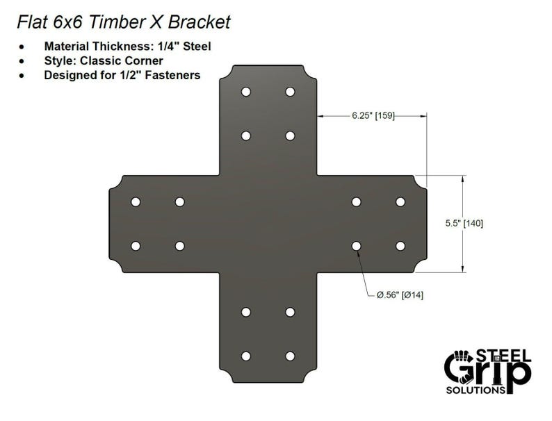 6X6, X Bracket, Open Timber Truss Framing Bracket, 1/4 Thick, Powder ...