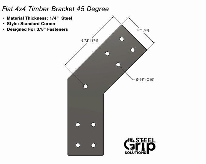 4x4, 45 Degree Timber Truss Framing Bracket – Heavy-duty, 1/4" Thick ...