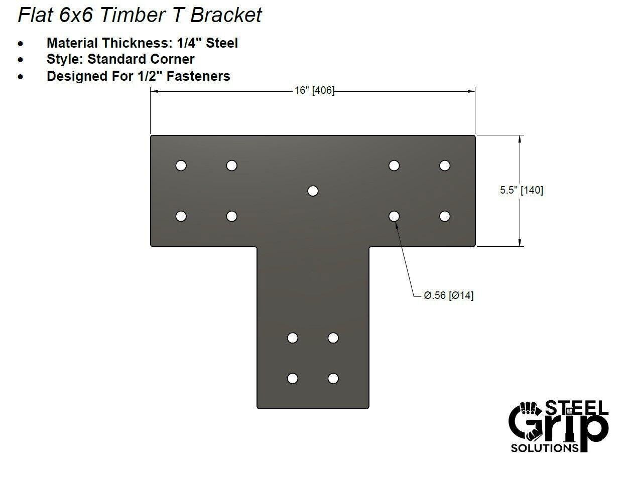 6x6, T Bracket – Heavy-duty, Open Timber Truss Framing Bracket, 1/4 ...