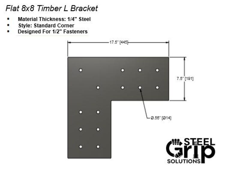 8x8, L Bracket, Timber Truss Framing Bracket – Heavy-duty, 1/4" Thick ...