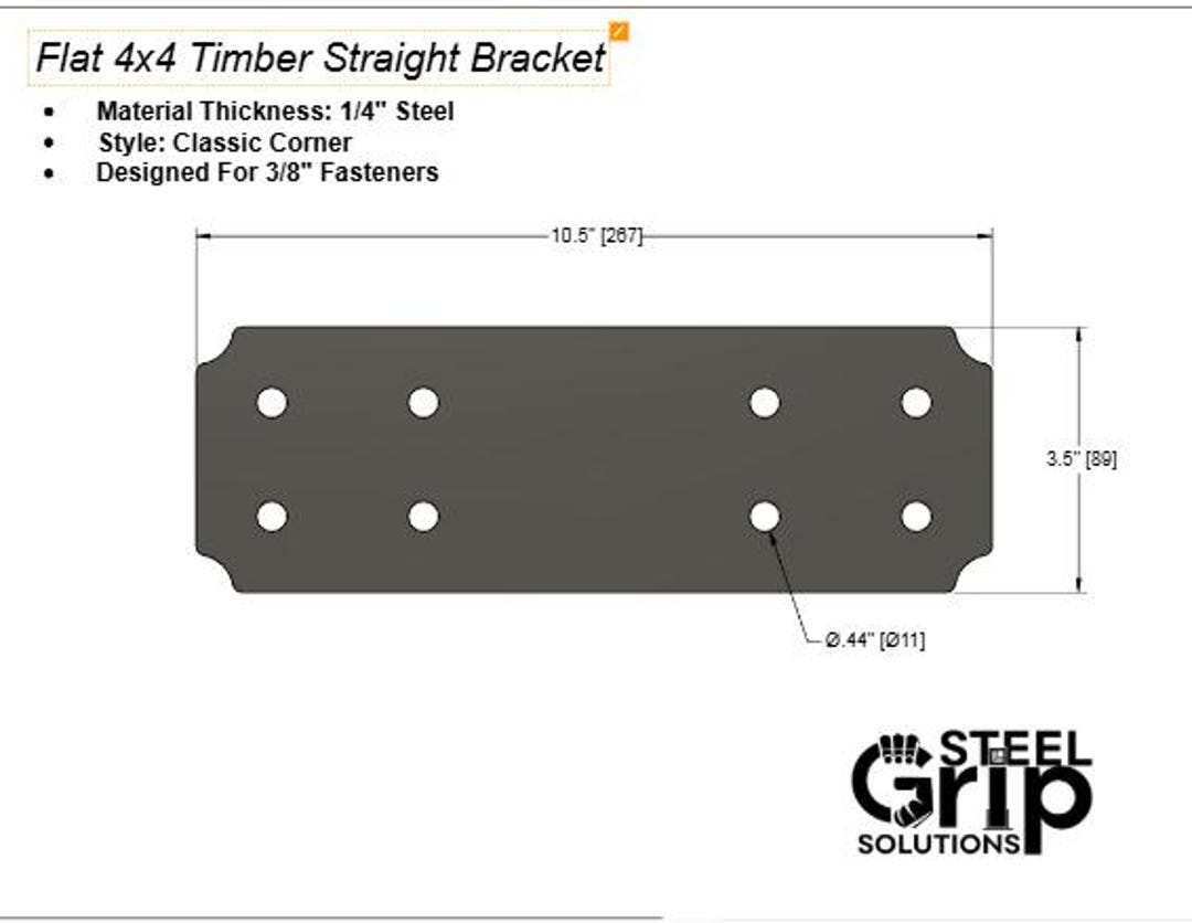 4x4, Straight Bracket, Open Timber Truss Framing, 1/4" Thick, Powder ...