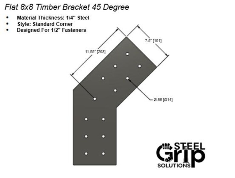 8x8, 45degree Bracket, Timber Truss Framing Bracket – Heavy-duty, 1/4 ...