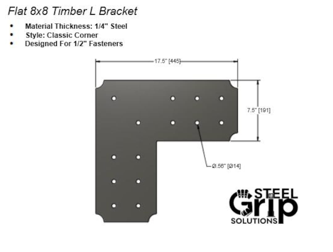 8x8, L Bracket, Timber Truss Framing Bracket – Heavy-duty, 1/4" Thick ...