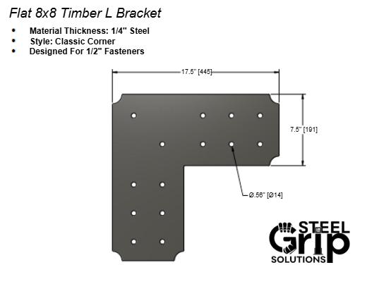 8x8, L Bracket, Timber Truss Framing Bracket – Heavy-duty, 1/4" Thick ...
