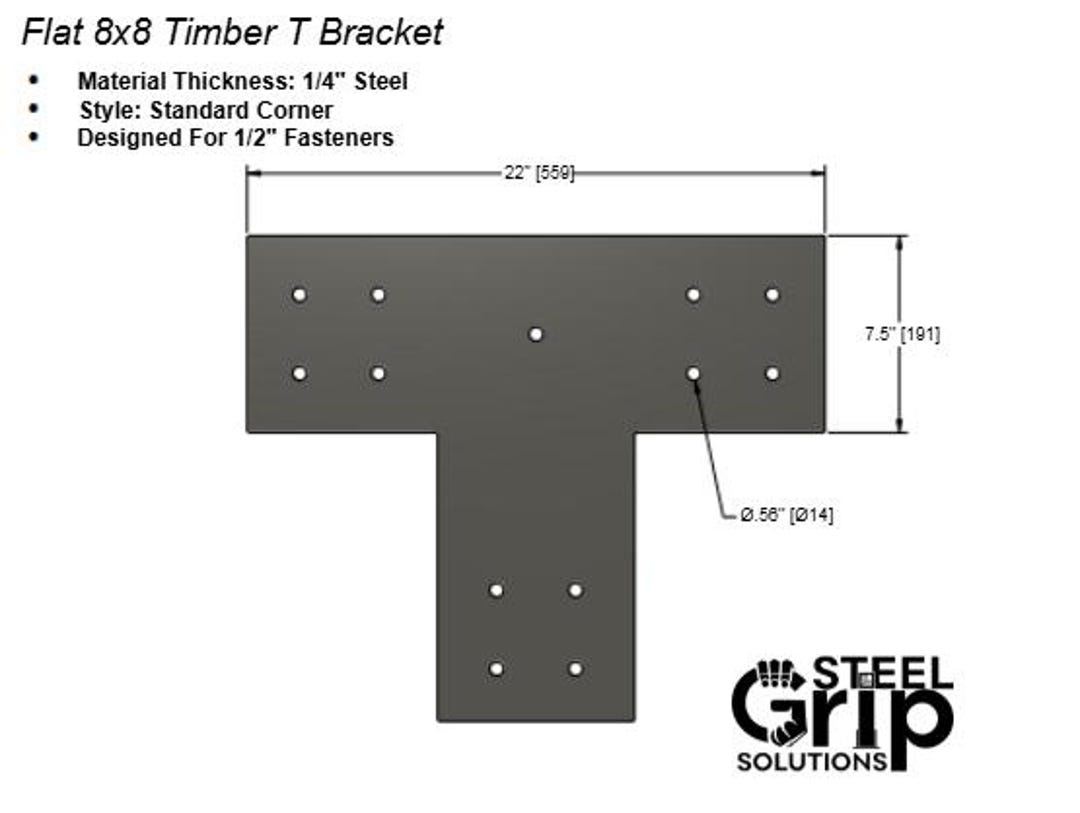 8x8, T Bracket, Timber Truss Framing Bracket – Heavy-duty, 1/4" Thick ...