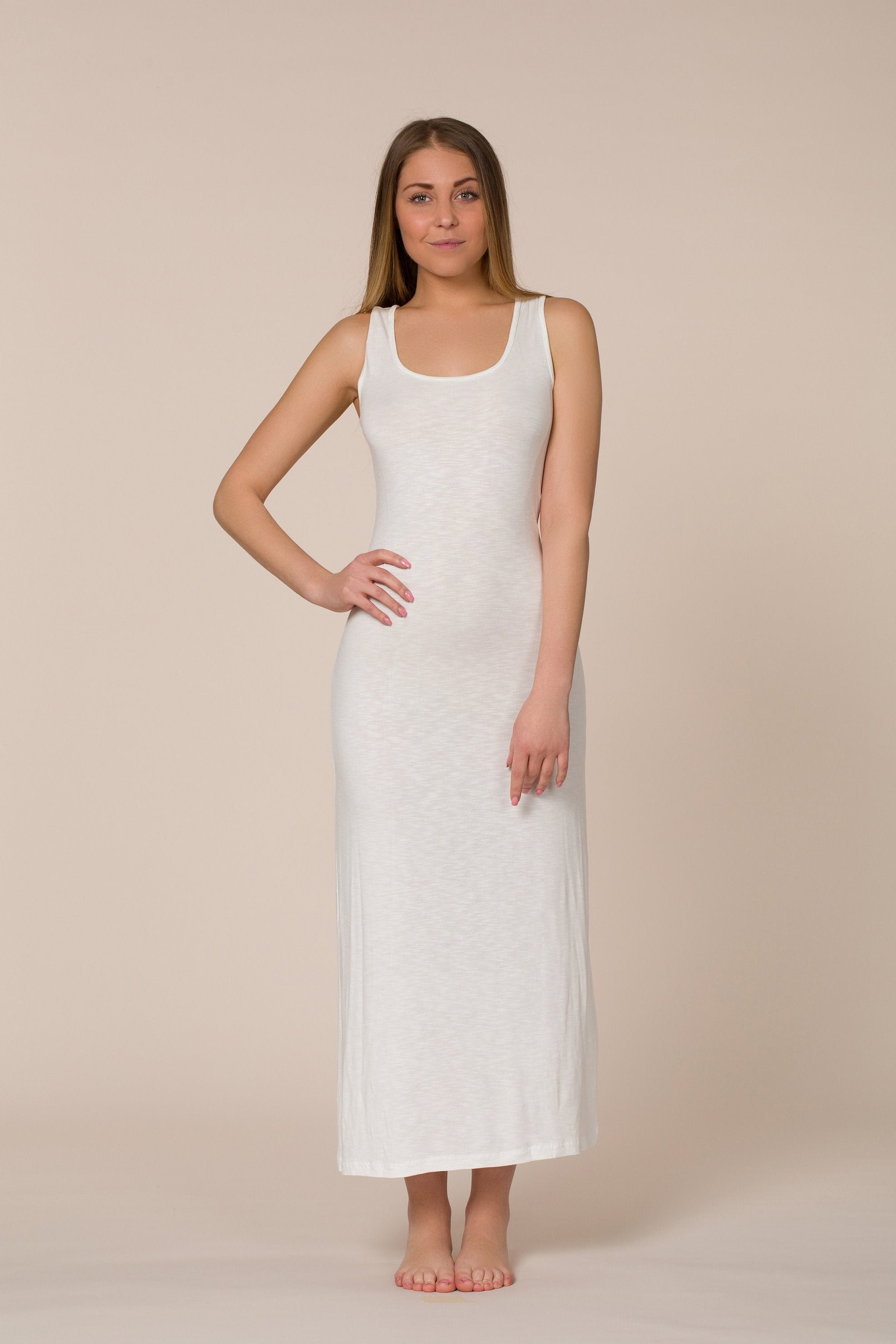 Bamboo Long Dress, Kundalini Yoga Dress, White Sleeveless Long Dress ...