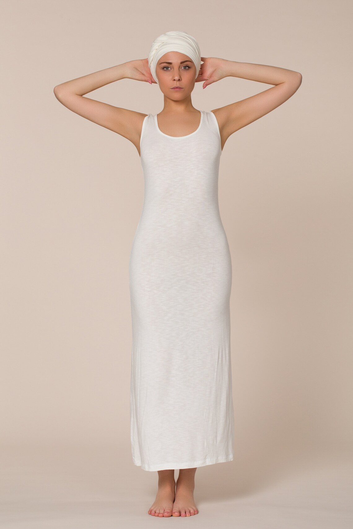 Bamboo Long Dress, Kundalini Yoga Dress, White Sleeveless Long Dress ...