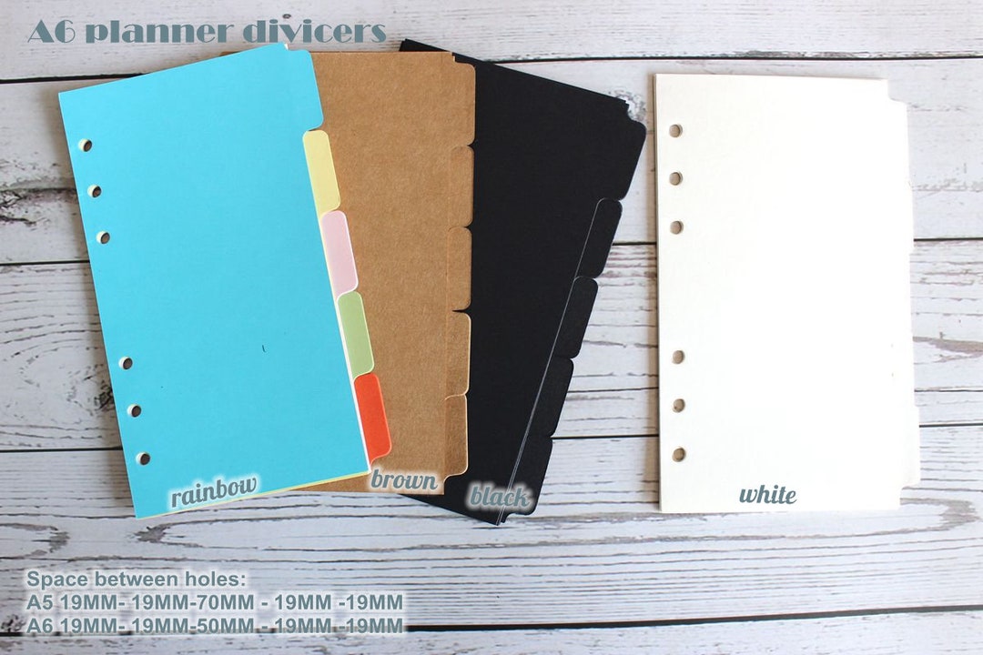 A6 Planner Dividers Tabbed, Ring Binder Dividers A5 A6 Black White ...