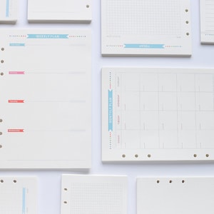 Planner Refills Monthly Weekly A5 A6, Bullet Journal Print Outs, 6 Ring ...