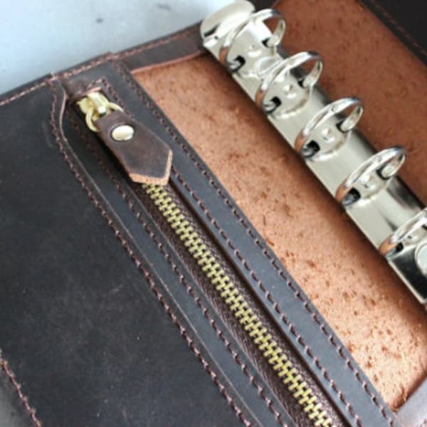 Rustic Leather Zippered Notebook - Etsy