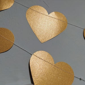 Gold Paper Heart Garland, Gold Wedding, Anniversary, Engagement, Bridal ...
