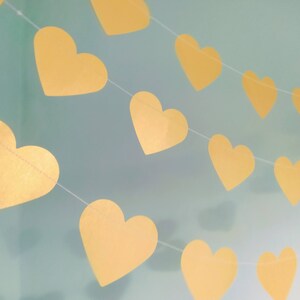 Gold Paper Heart Garland, Gold Wedding, Anniversary, Engagement, Bridal ...