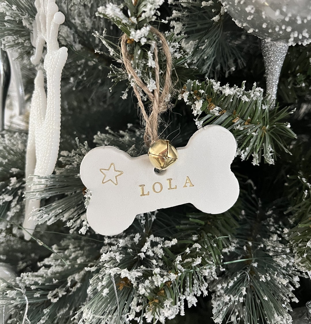 Personalised Dog Bone Christmas Ornament: Handmade Clay Bauble - Etsy