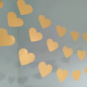 Gold Paper Heart Garland, Gold Wedding, Anniversary, Engagement, Bridal ...