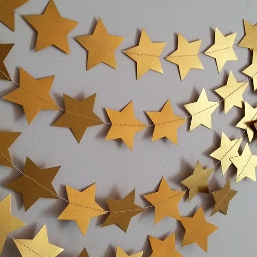 Gold Paper Stars DIY Star Decorations 3 Different Sizes | Etsy UK