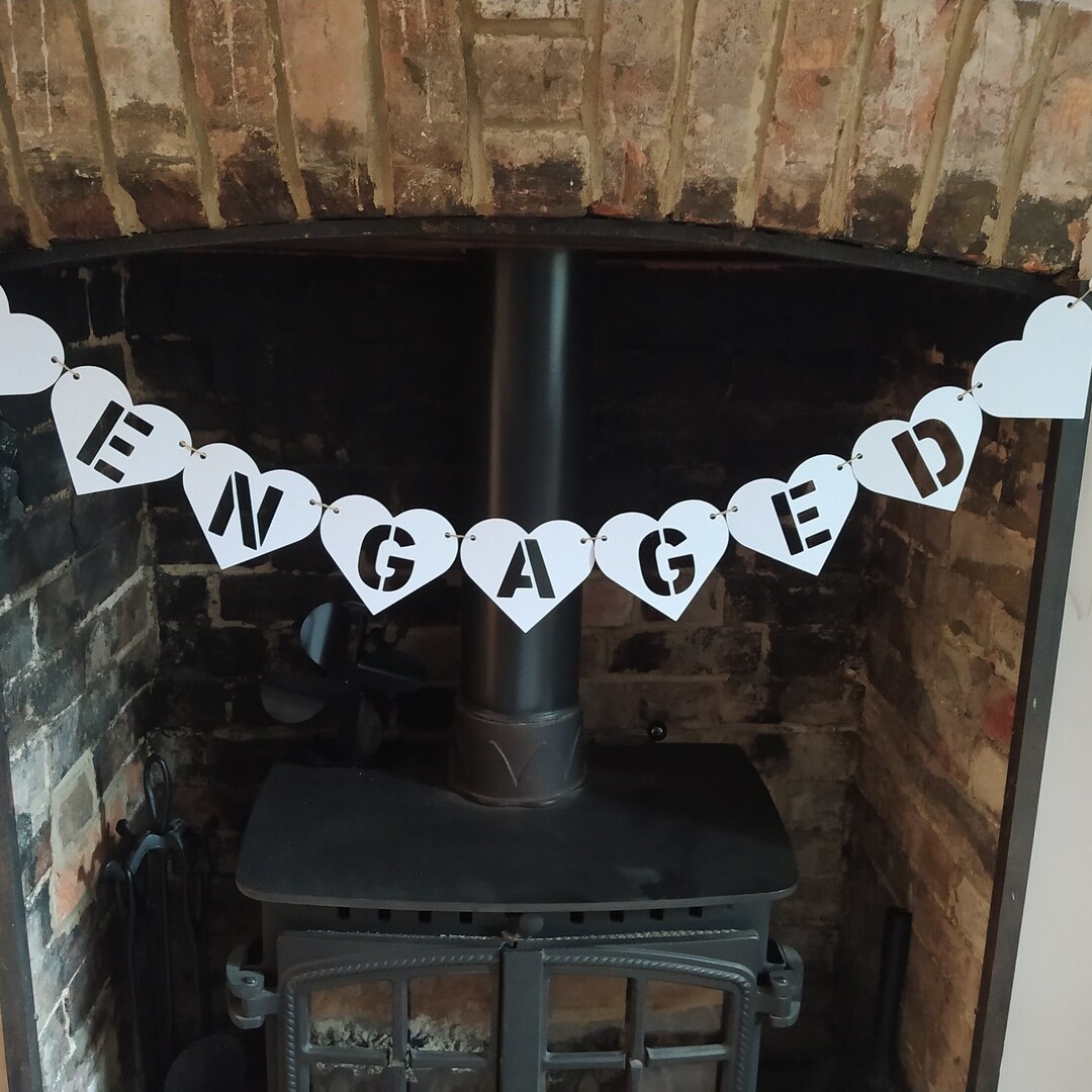 Engagement Party Banner: White Heart Bunting, Rustic Decor - Etsy UK