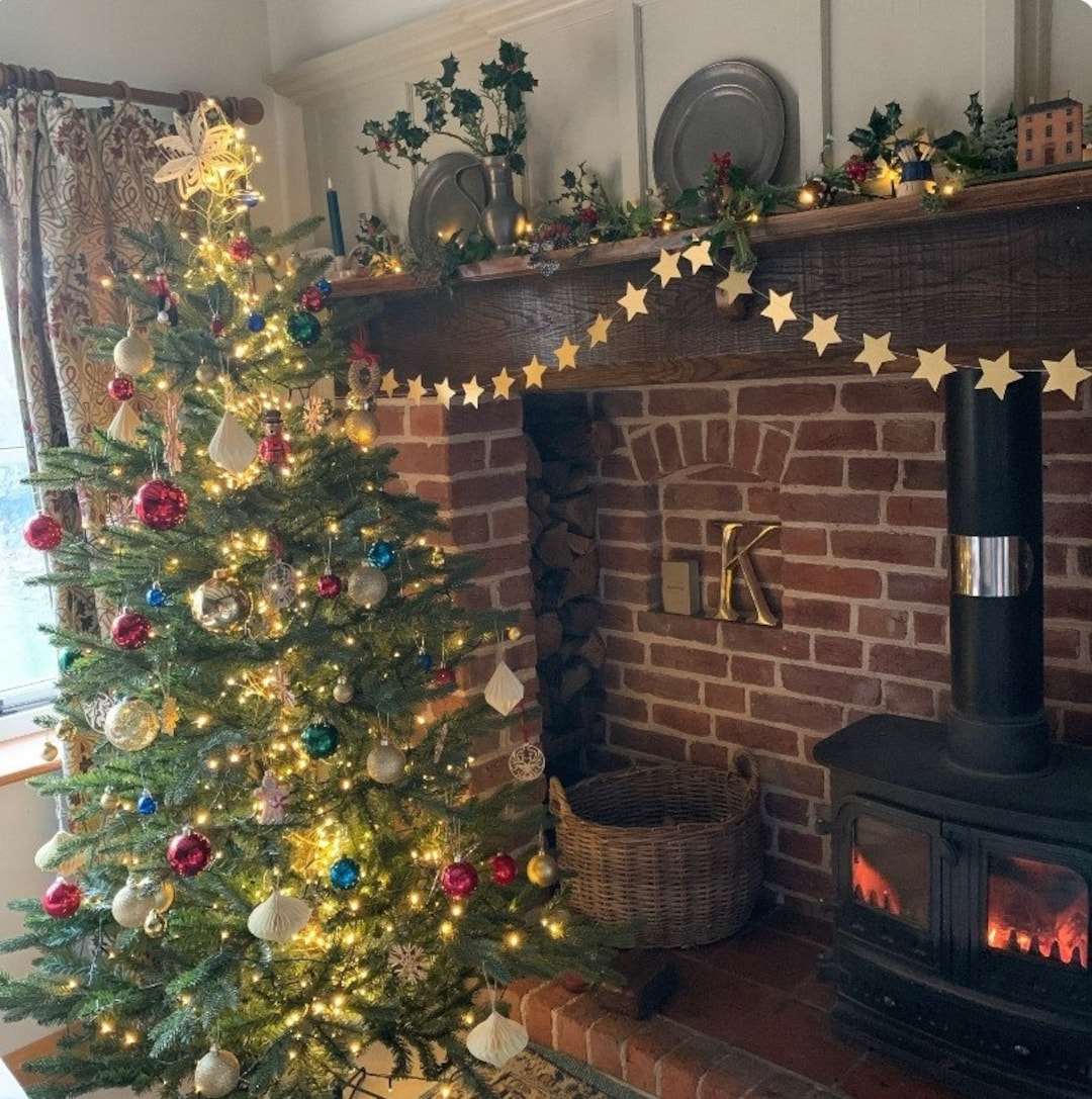 7ft Gold Star Garland, Gold Christmas Decorations, Holiday Decor, New ...