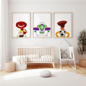 Toy Story-inspired Woody, Buzz & Jessie Back View Minimalist Wall Art ...