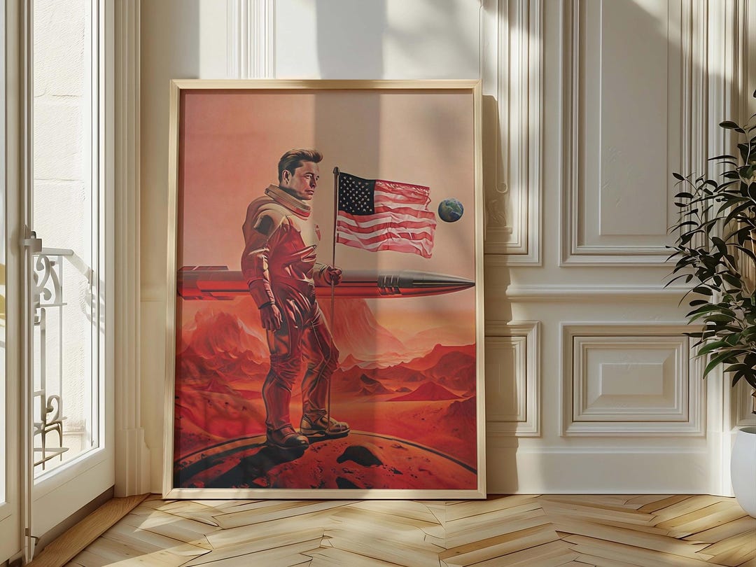 Elon Musk on Mars Digital Art Print - Futuristic Space Wall Art ...