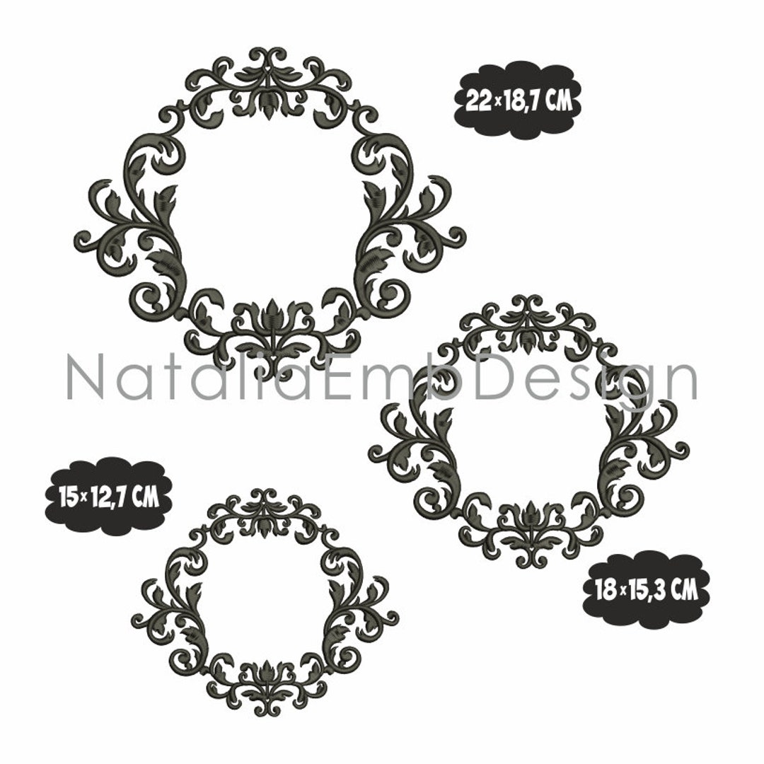 Floral Frame Embroidery Design: Monogram Machine Embroidery (digital ...