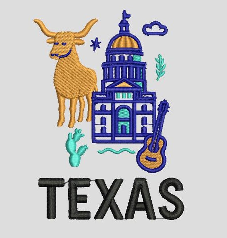 Texas Embroidery, Texas Machine Design, City Embroidery, Texas Design ...