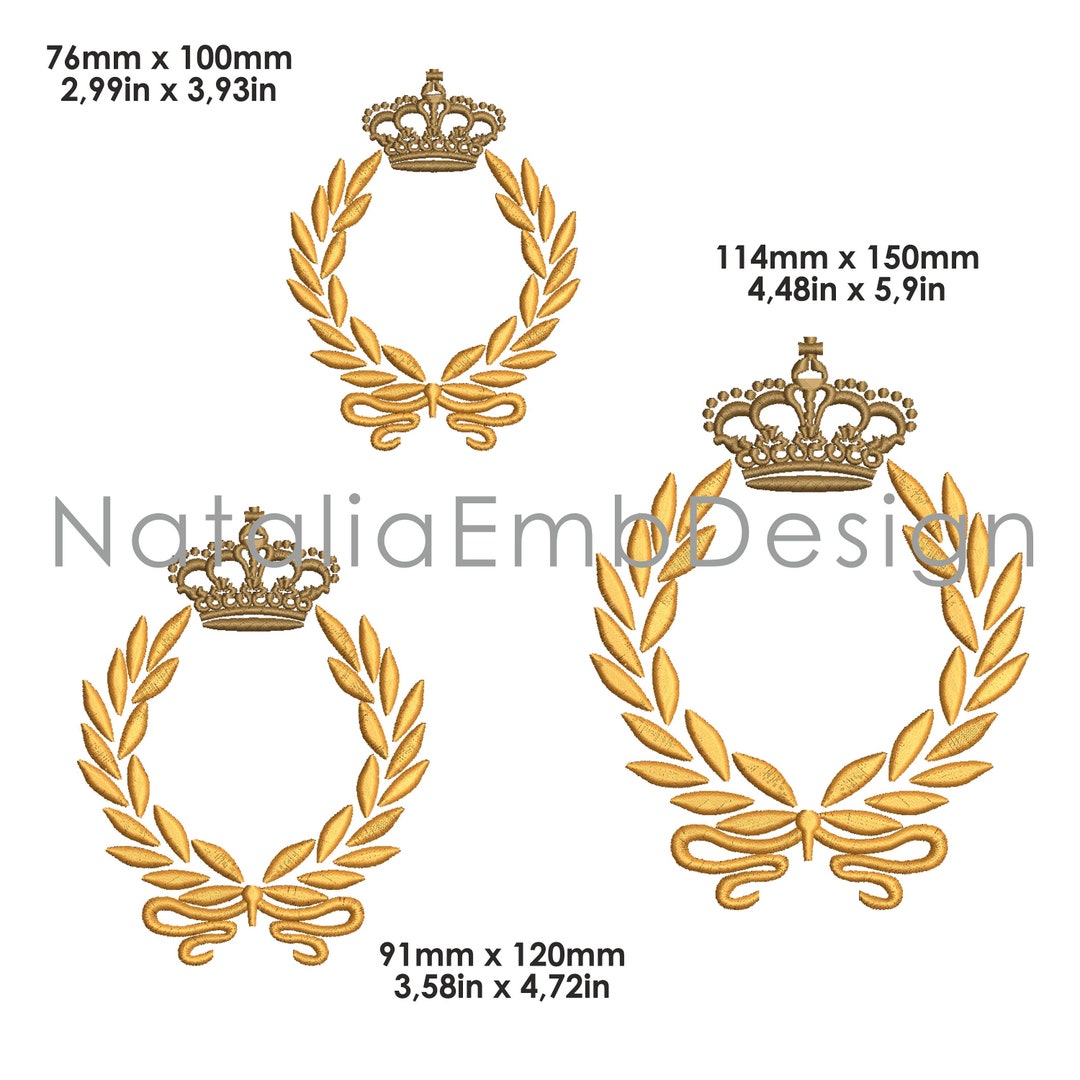 Crown Floral Frame Embroidery Design (digital Download) - Etsy
