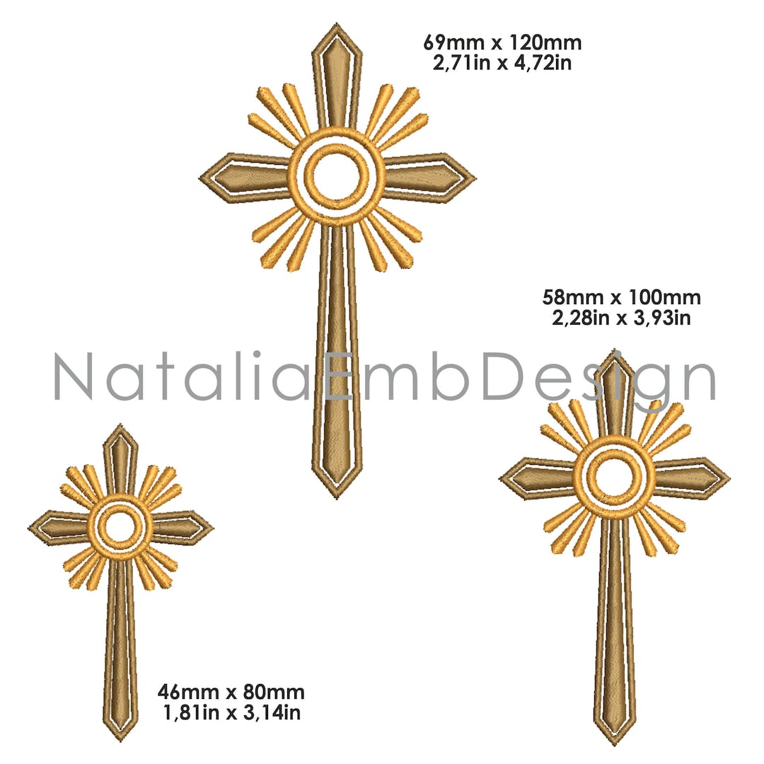 Cross Embroidery Design, Cross Machine Embroidery Design, Christening ...