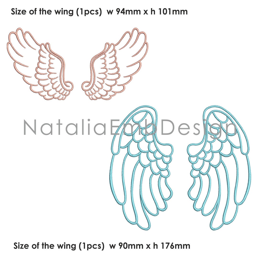 Wings Embroidery, Angel Wings Embroidery, Wings Machine Design - Etsy