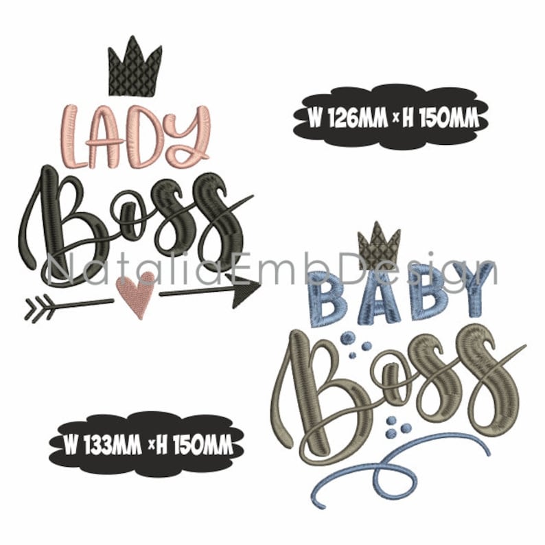 Lady Boss & Baby Boss Embroidery Designs (digital Download) - Etsy