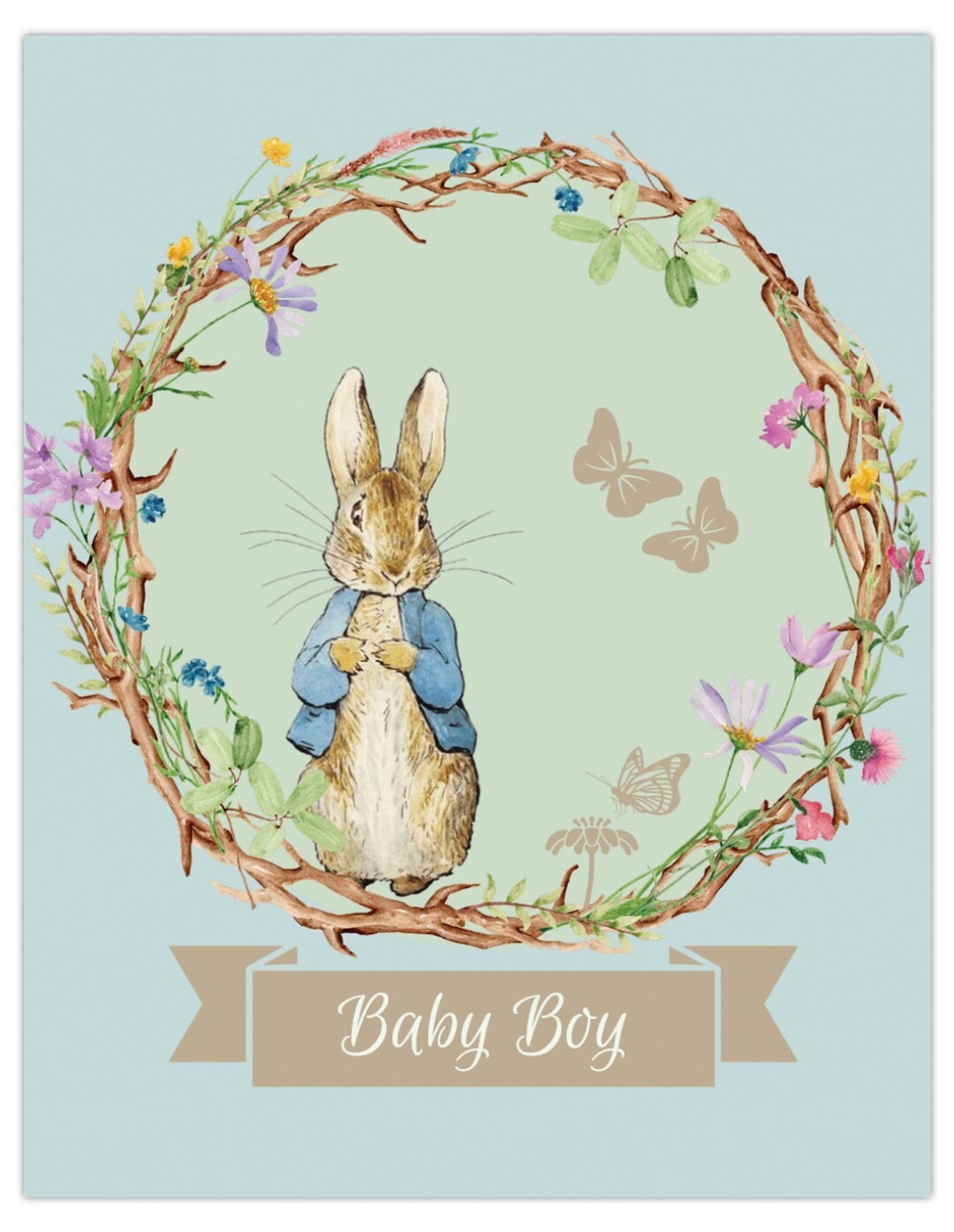 Peter Rabbit Baby Boy Card | the Tale of Peter Rabbit | Printed in ...