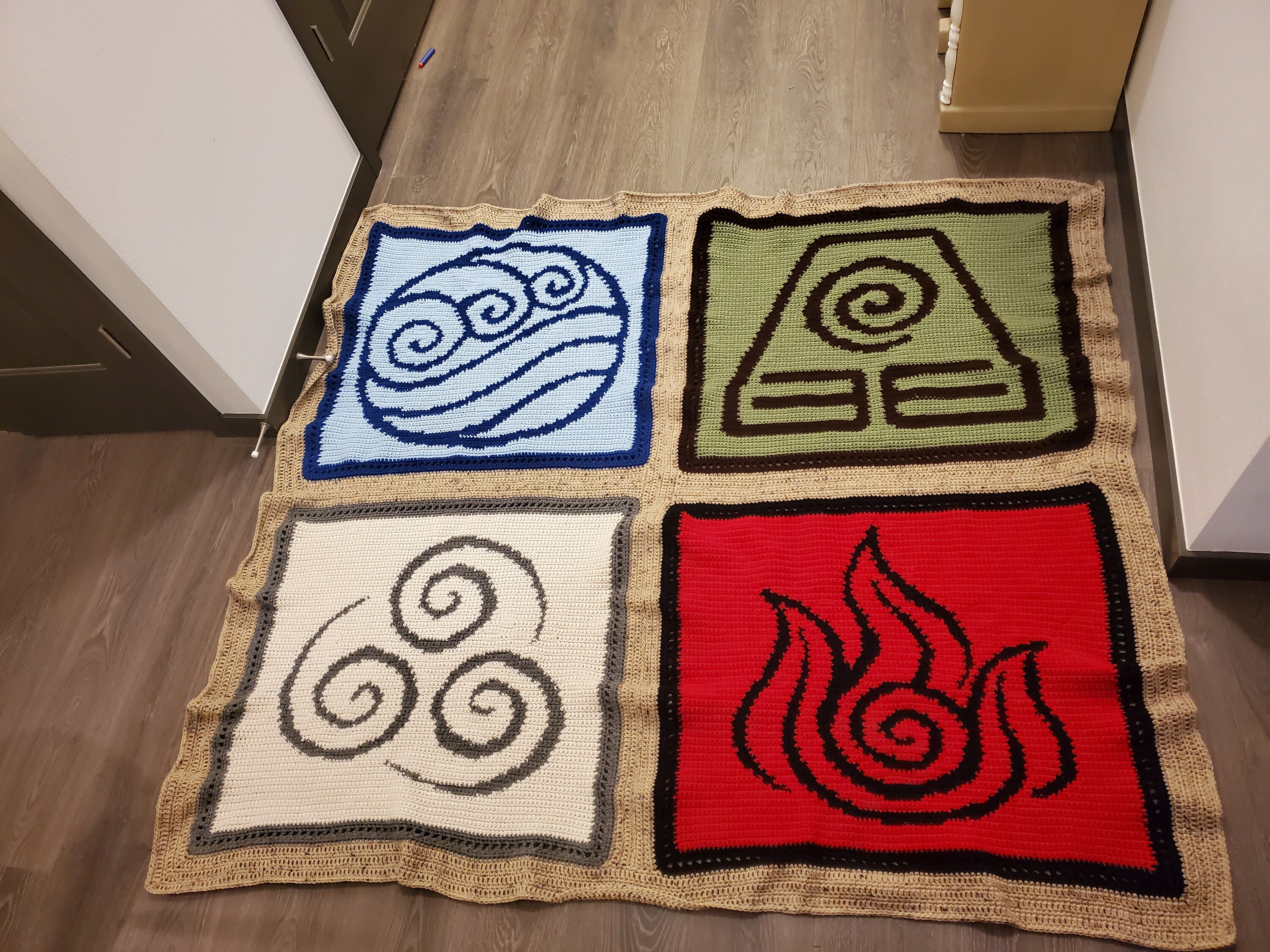 Four Elements crochet blanket earth air water fire | Etsy