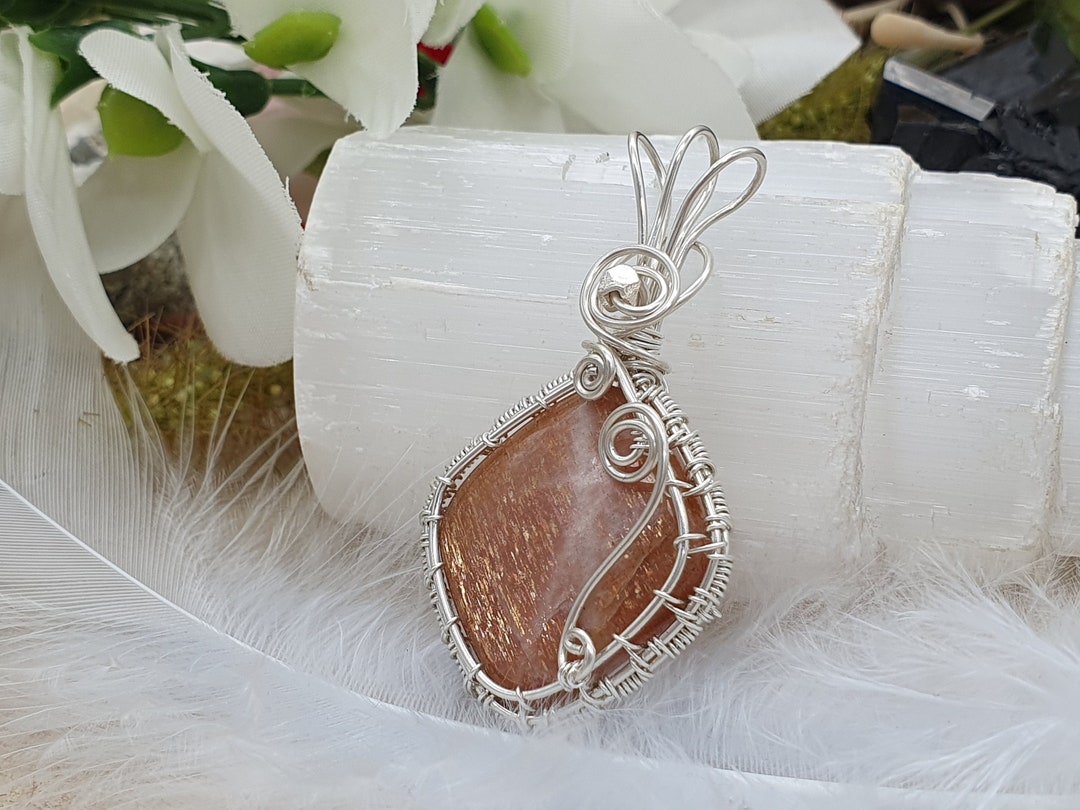 Sunstone Jewelry Pendant in Sterling Silver Handmade Unique - Etsy