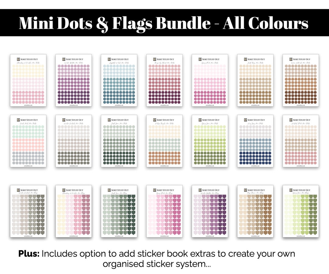 Mini Dot & Flag Sticker Starter Bundle Option to Include Sticker Book ...