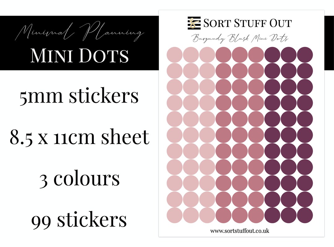 Burgundy Blush Mini Dot Stickers Mark off Dates and Occasions Minimal ...