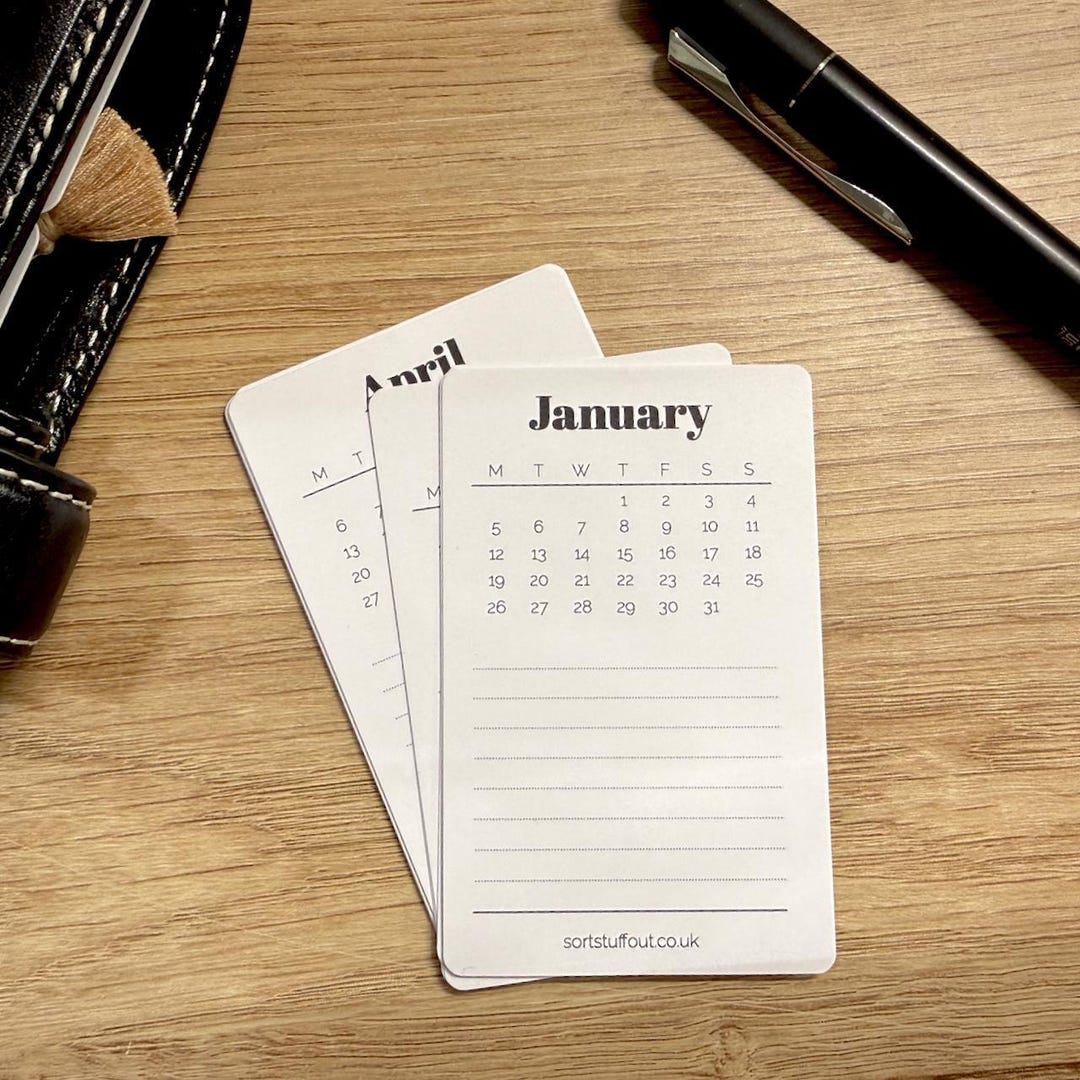 2026 Calendar Date Cards - Functional Planning - Use as Bookmarks ...